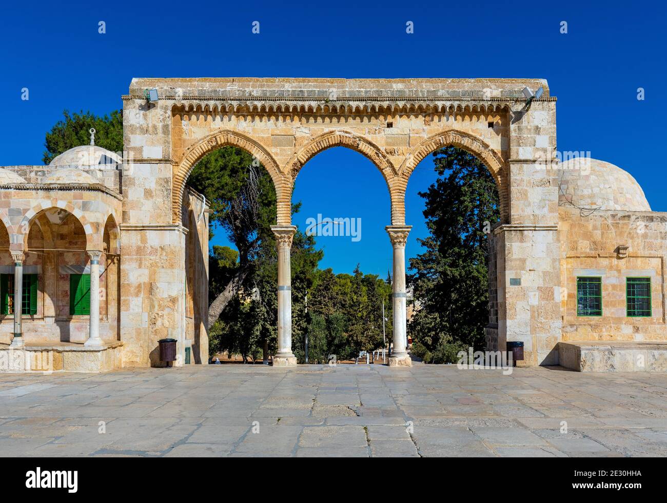 Jerusalem, Israel - October 12, 2017: Temple Mount with gateway arches ...