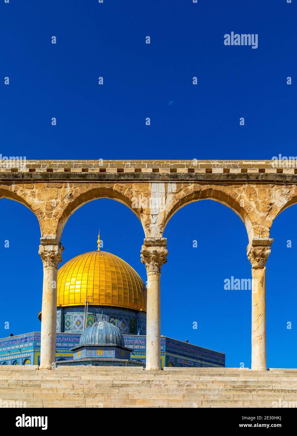 Jerusalem, Israel - October 12, 2017: Temple Mount with gateway arches ...