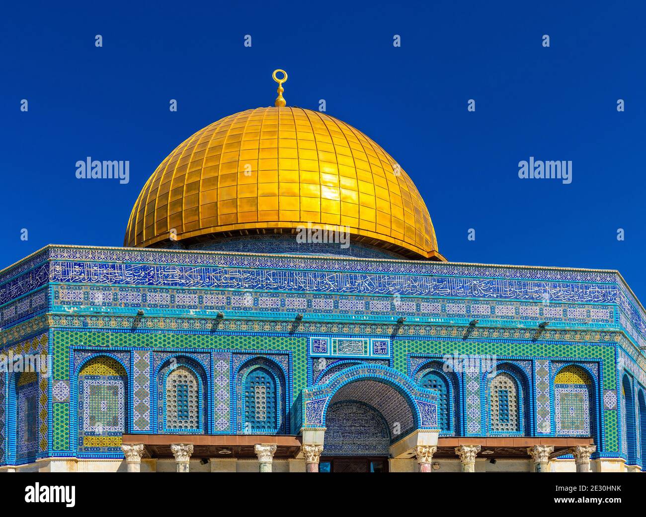 Jerusalem, Israel - October 12, 2017: Mosaic decoration of facade walls ...