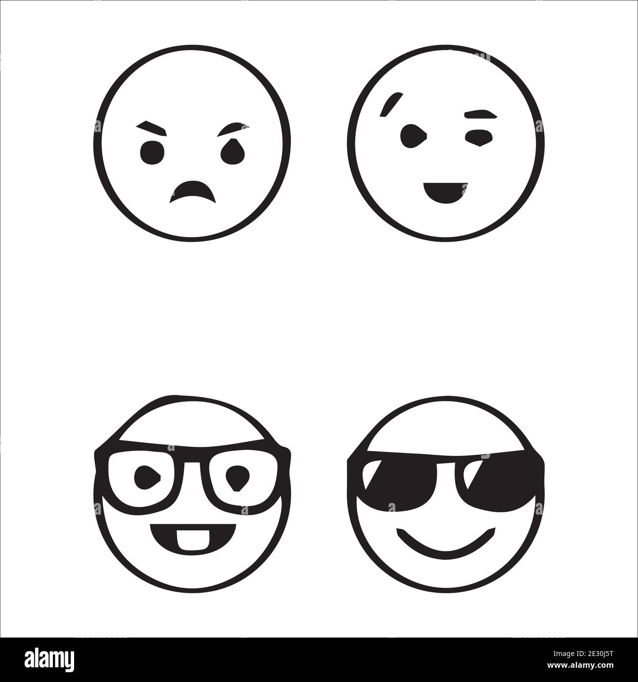 Collection set face evil Black and White Stock Photos & Images - Alamy