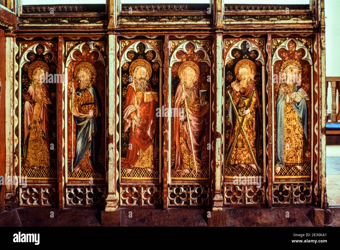 Detail of the Rood screen St Helen's Church Ranworth Norfolk Stock ...
