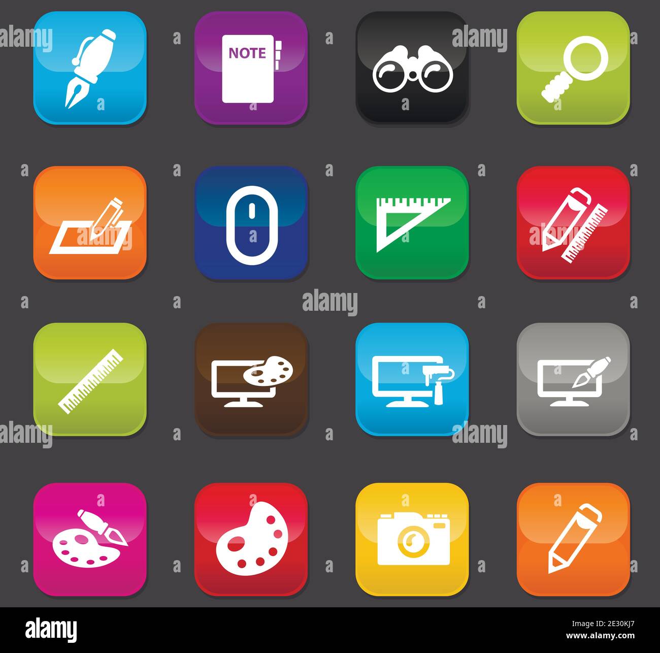 Design vector icons for user interface design. Colored buttons on a ...