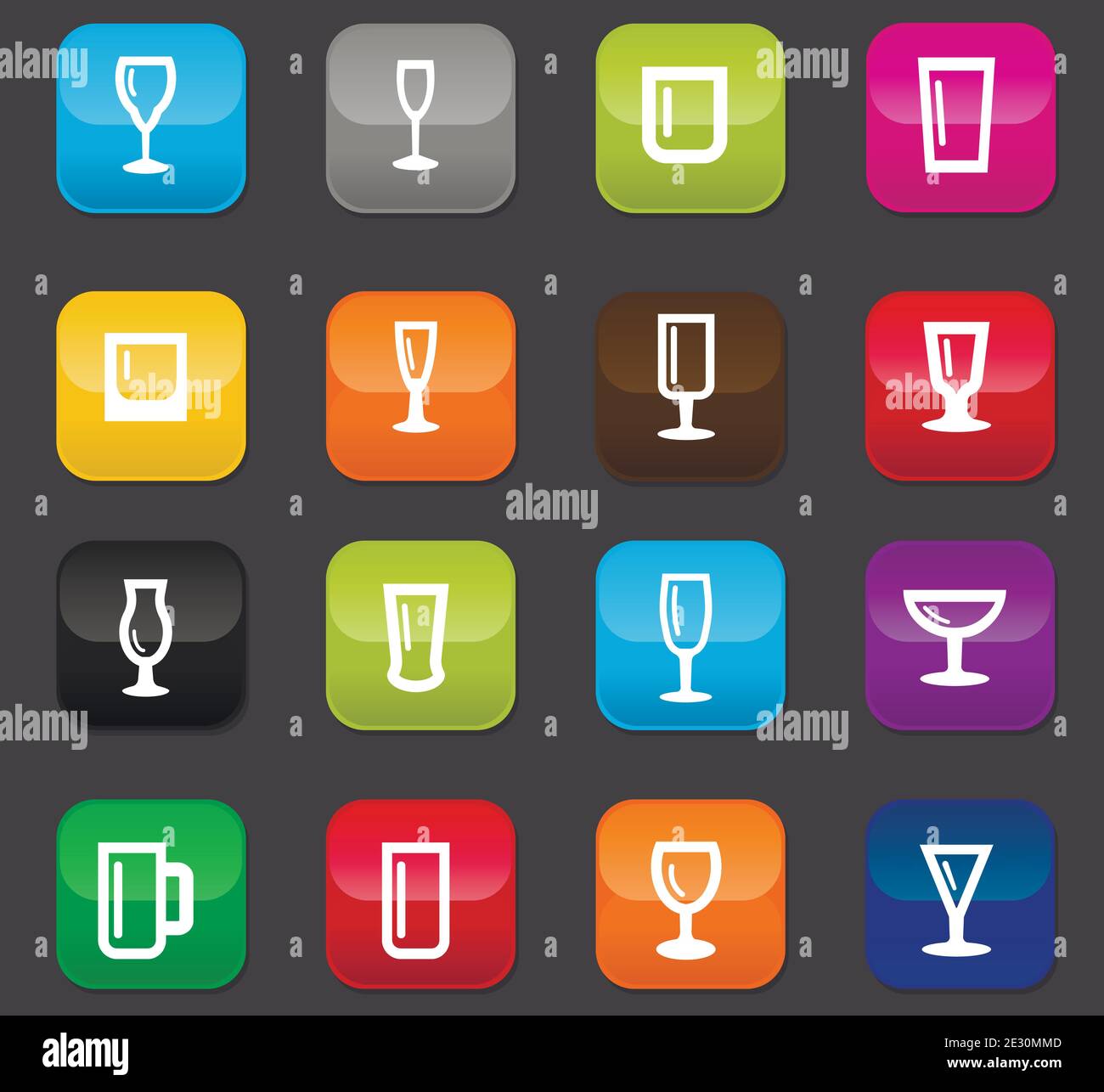 Glasses and cups icons set Stock Vector Image & Art - Alamy