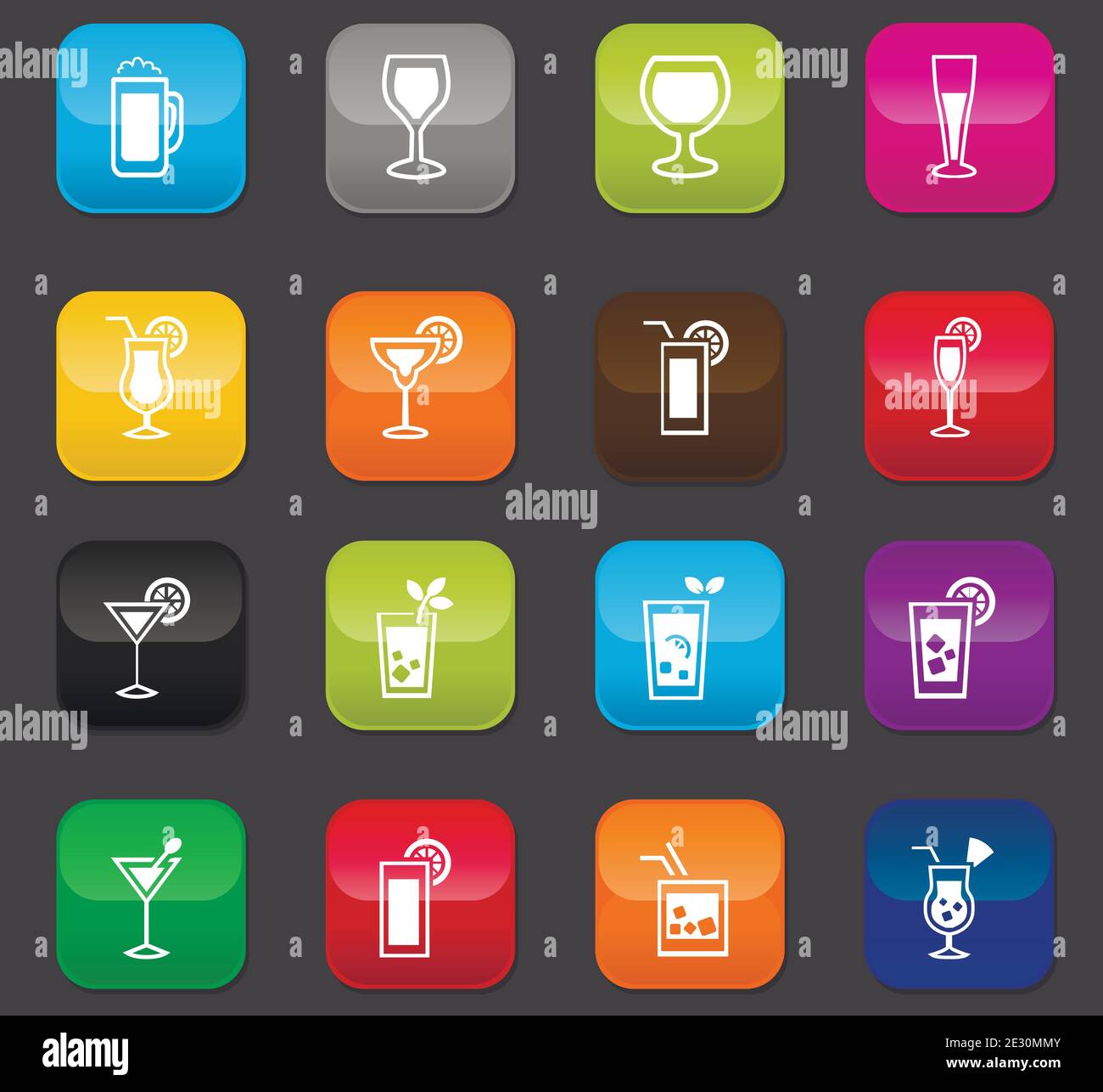 Glasses and cups icons set Stock Vector Image & Art - Alamy