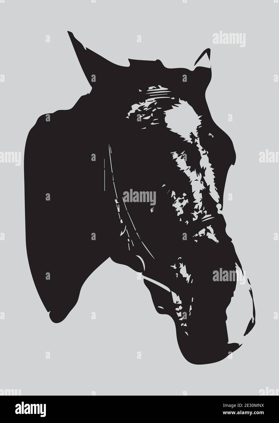 Horse muzzle silhouette front view Vector illustration for design Stock ...