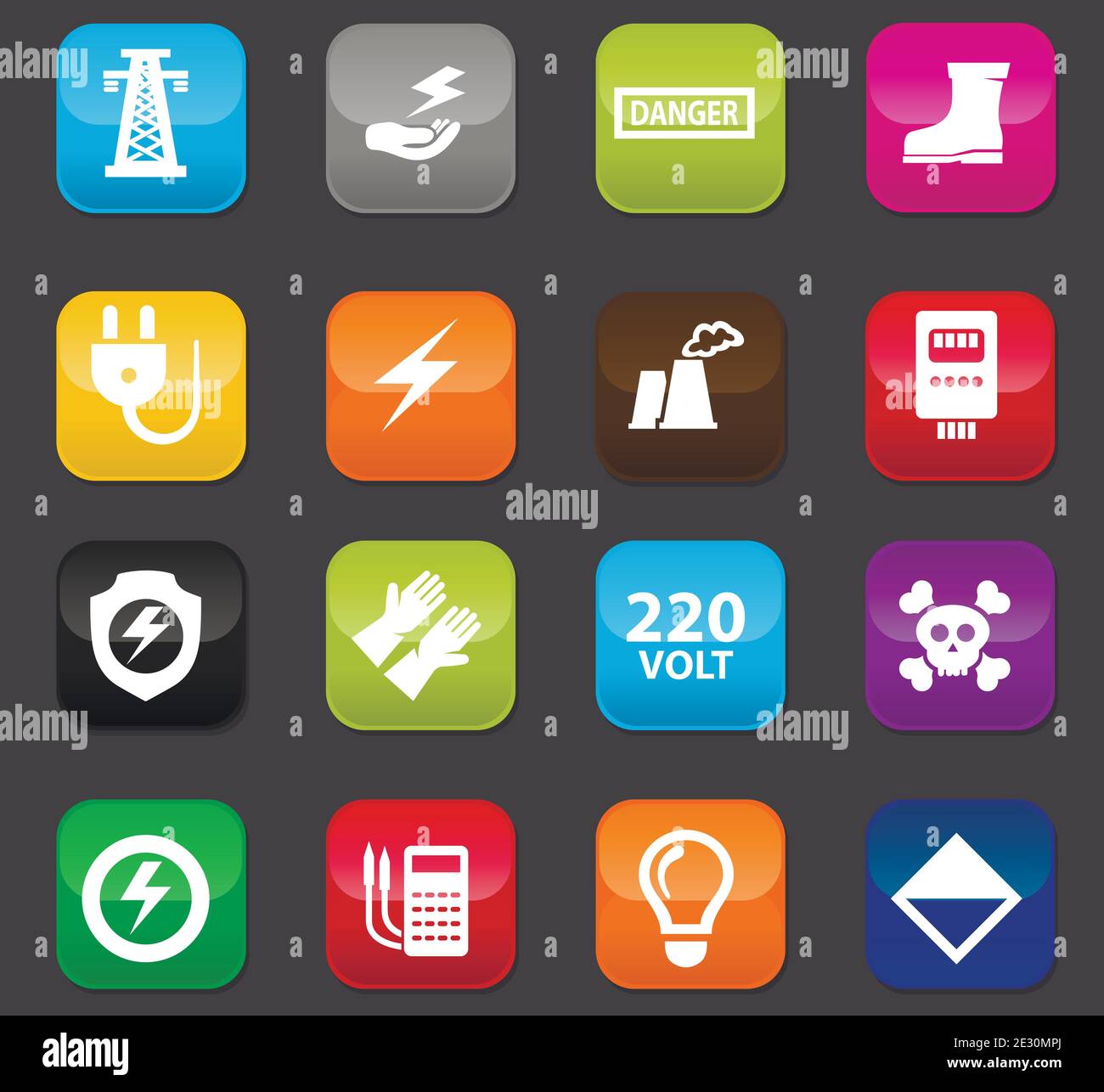 High voltage icons set Stock Vector Image & Art - Alamy