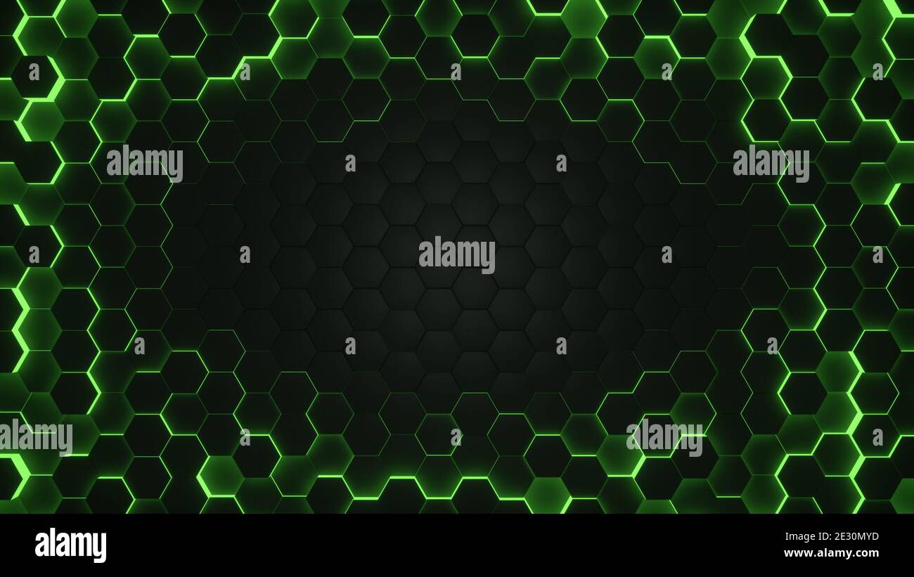 Hexagonal green futuristic pattern background Stock Photo - Alamy