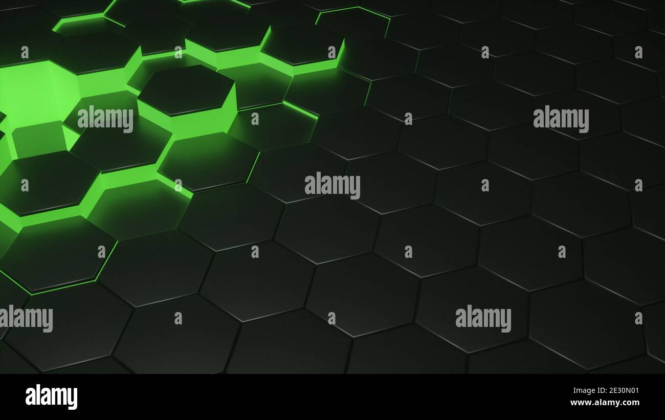 Hexagonal green futuristic pattern background Stock Photo - Alamy