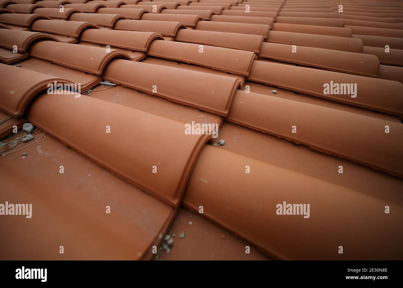 Closeup of the red clay roof tiles Stock Photo - Alamy