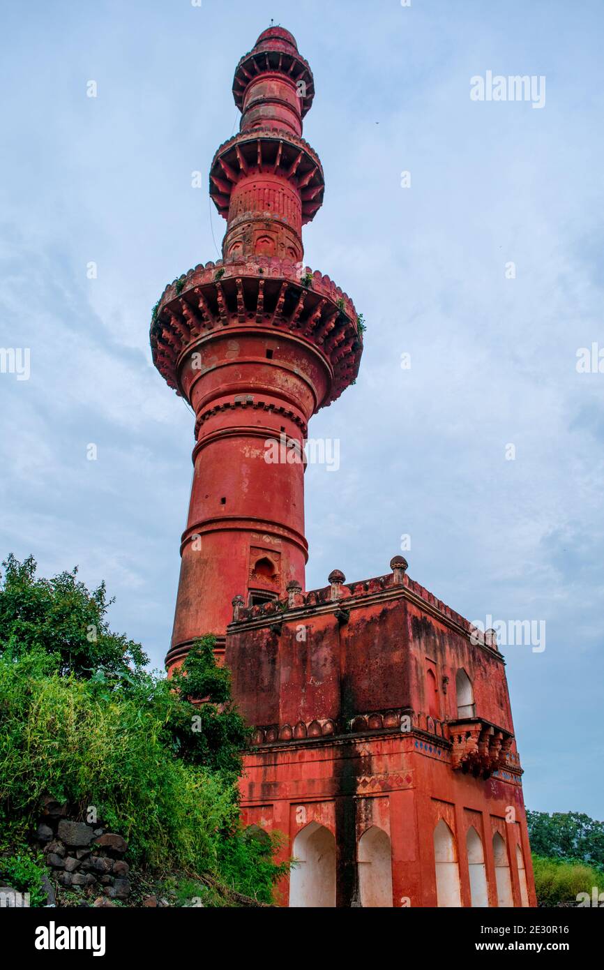 Chand Minar at Daulatabad fort in Maharashtra, India. It was built in ...