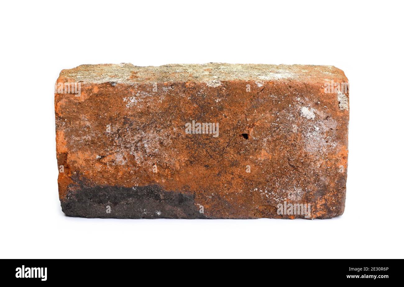 Old red brick isolated on white background Stock Photo - Alamy
