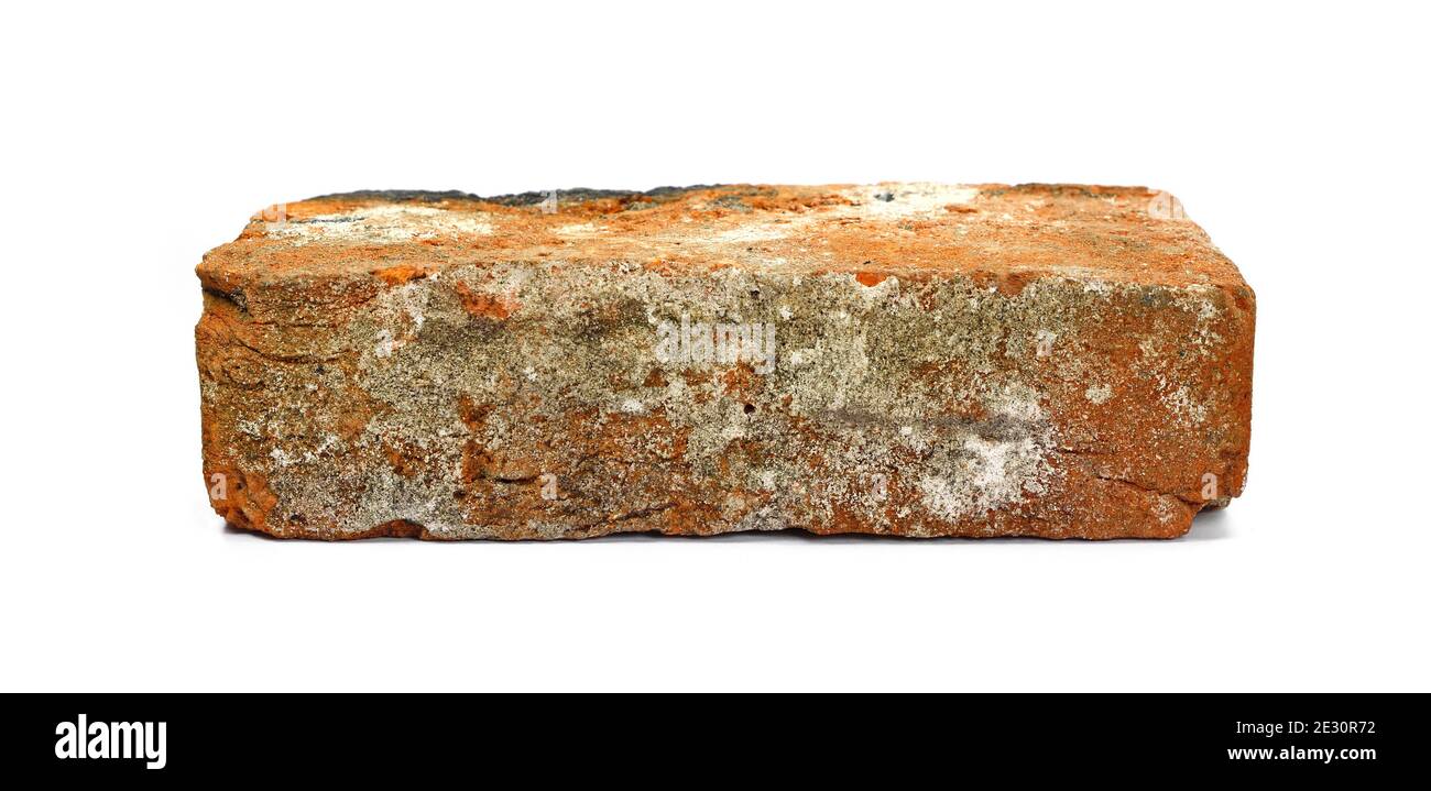 Old red brick isolated on white background Stock Photo - Alamy