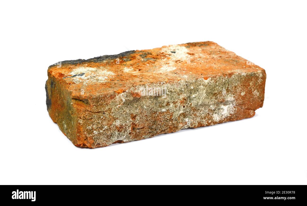 Old red brick isolated on white background Stock Photo - Alamy