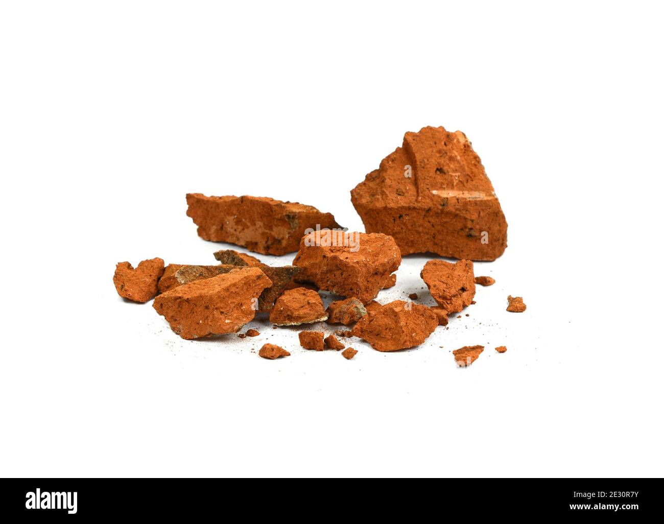 Shattered, broken bricks isolated on white background Stock Photo - Alamy