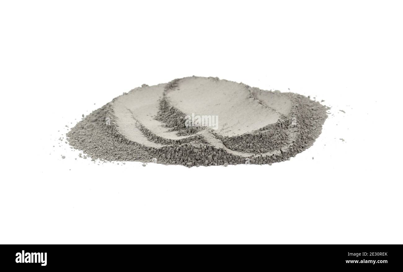 Pile of concrete sand mix isolated on white. Grady cement powder ...