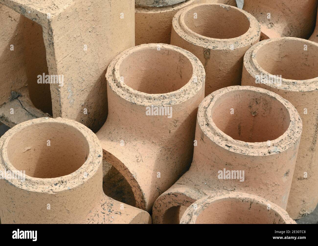 chamotte pipes for chimneys. modular chimney, close-up Stock Photo - Alamy