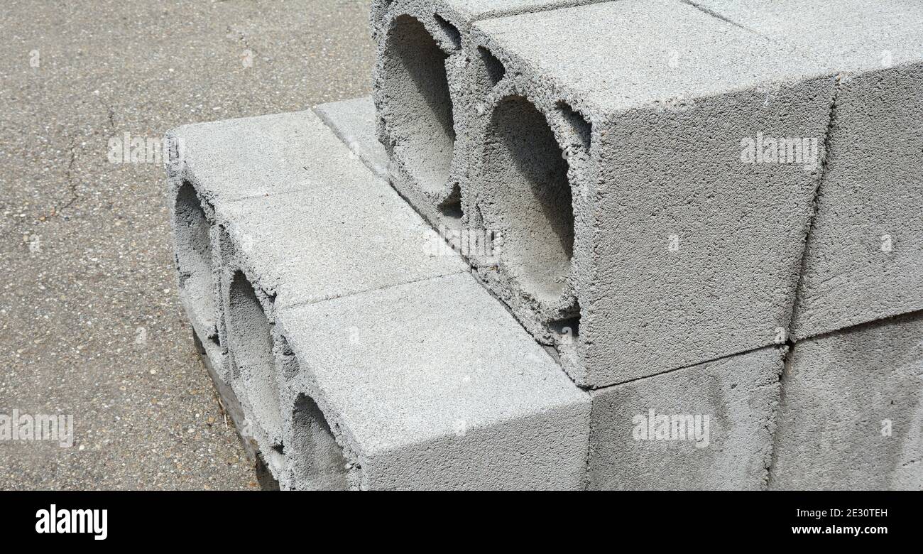 A Pallet of Cinder Blocks on a Construction Site Stock Photo - Alamy
