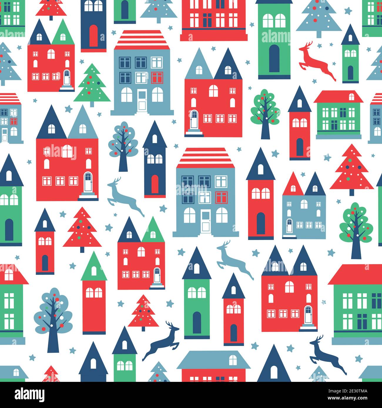 city seamless pattern with old buildings for wallpaper or background ...