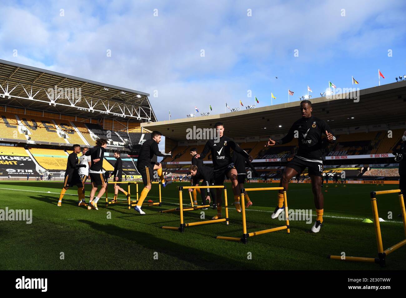 Wolverhampton Wanderers players warm up ahead of the Premier League ...
