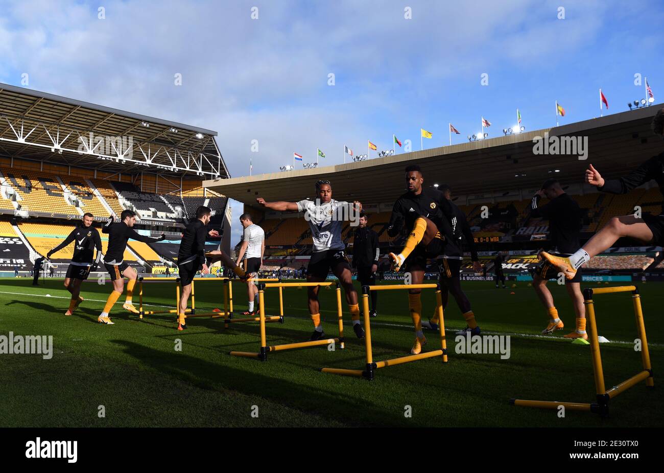 Wolverhampton Wanderers players warm up ahead of the Premier League ...
