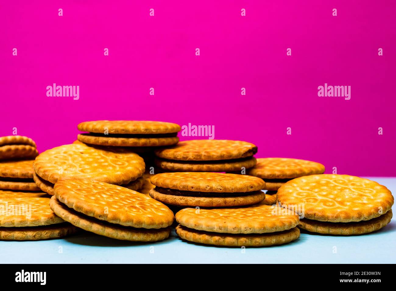 Round biscuits with chocolate cream, sandwich biscuits with chocolate ...
