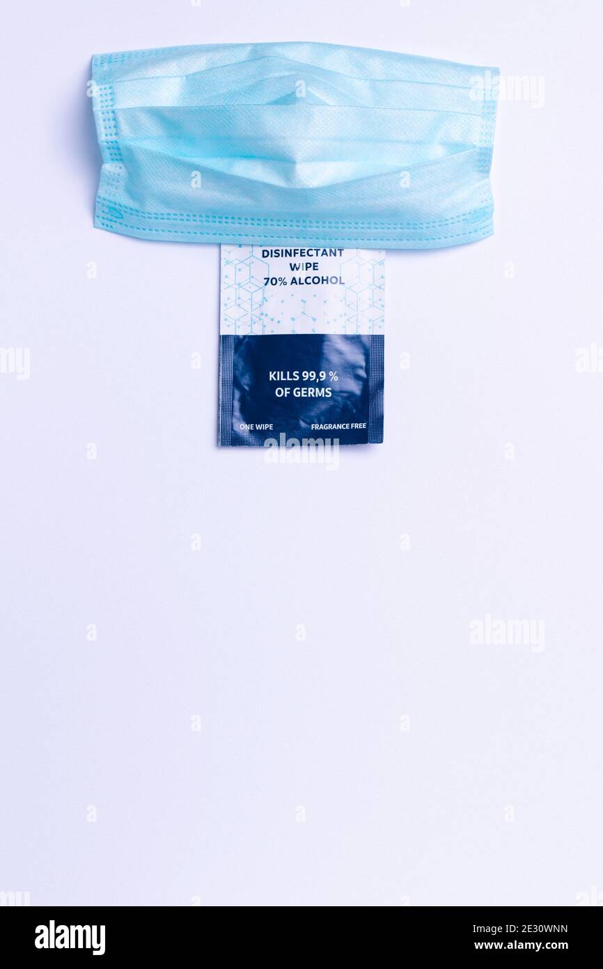 Disposable medical mask and disposable antiseptic gel containing 70 ...