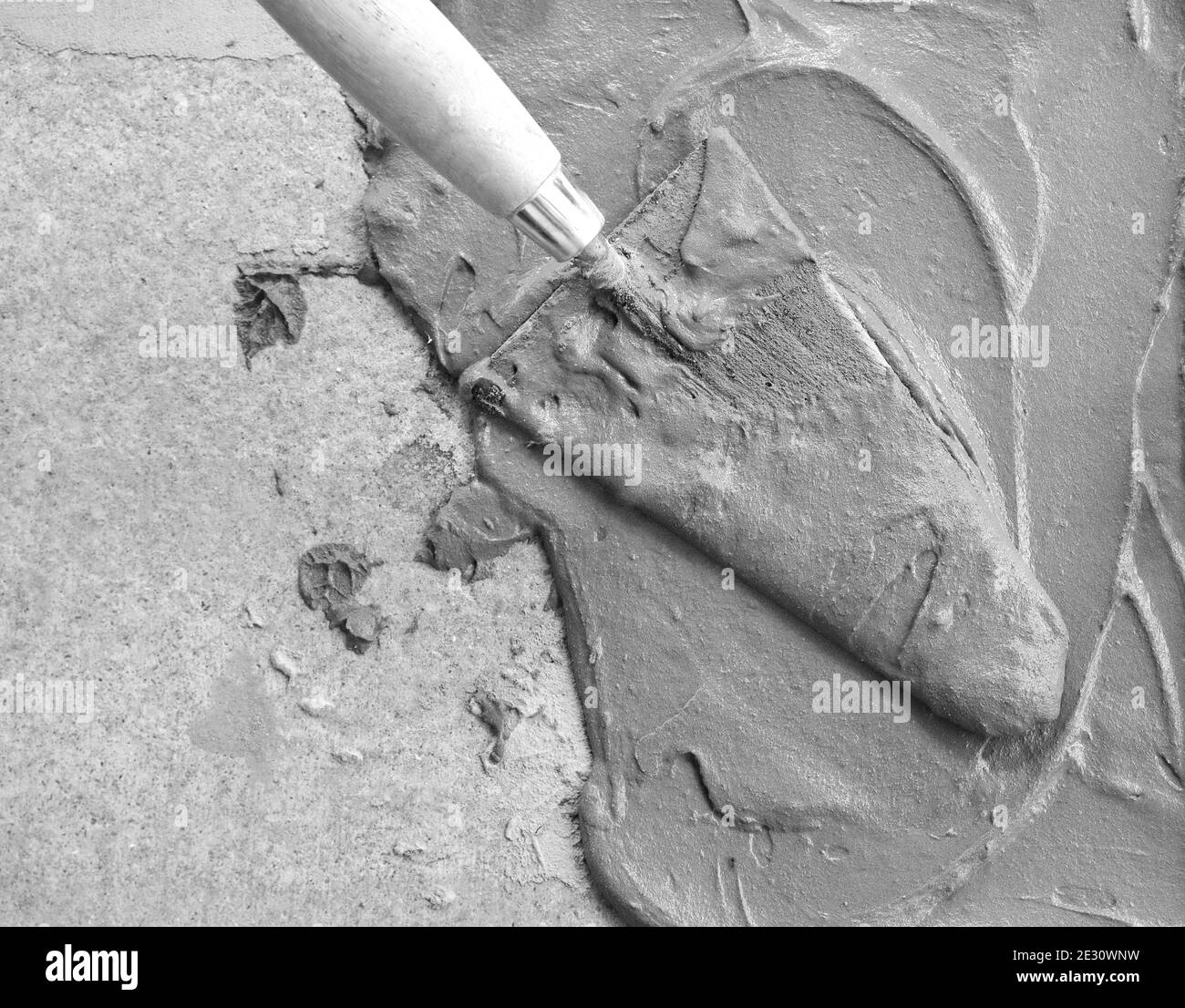 Fresh concrete tehture. Wet mortar surface. Lined grey concrete as ...