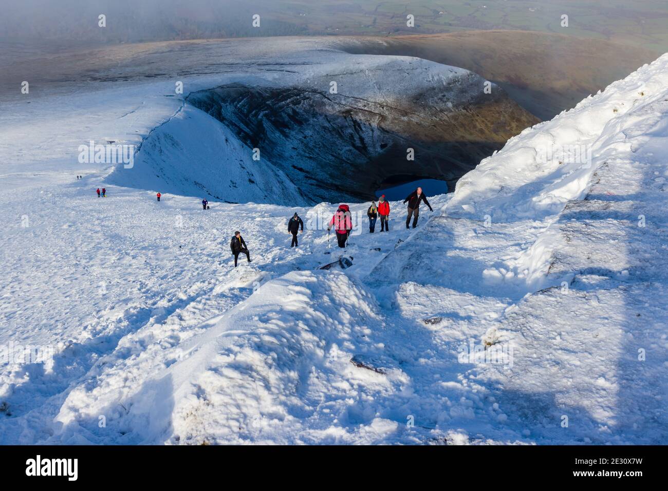 PEN-Y-FAN, WALES, UK - DECEMBER 06 2020: Large numbers of walkers and ...