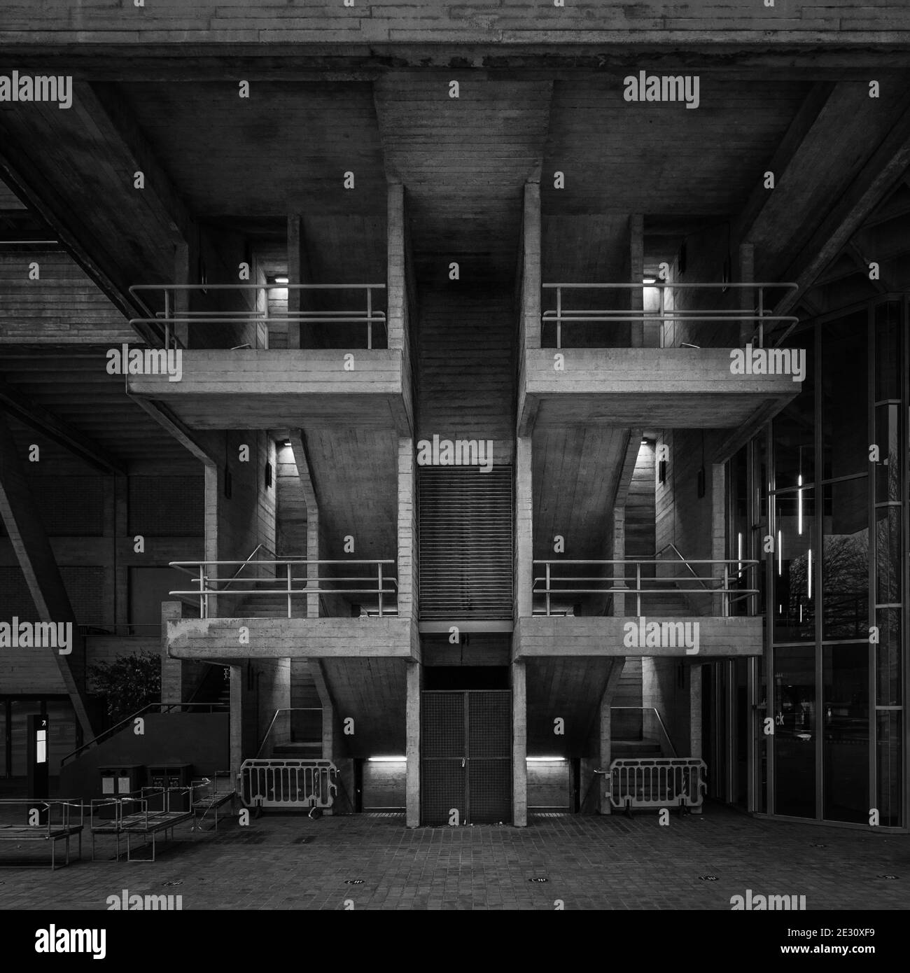 Symmetrical view of modern architecture at the Royal National Theatre ...