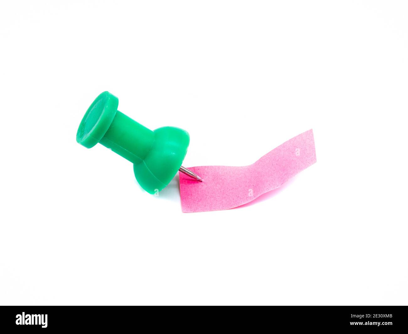 Office needle with pink sticky note isolated on white background Stock ...