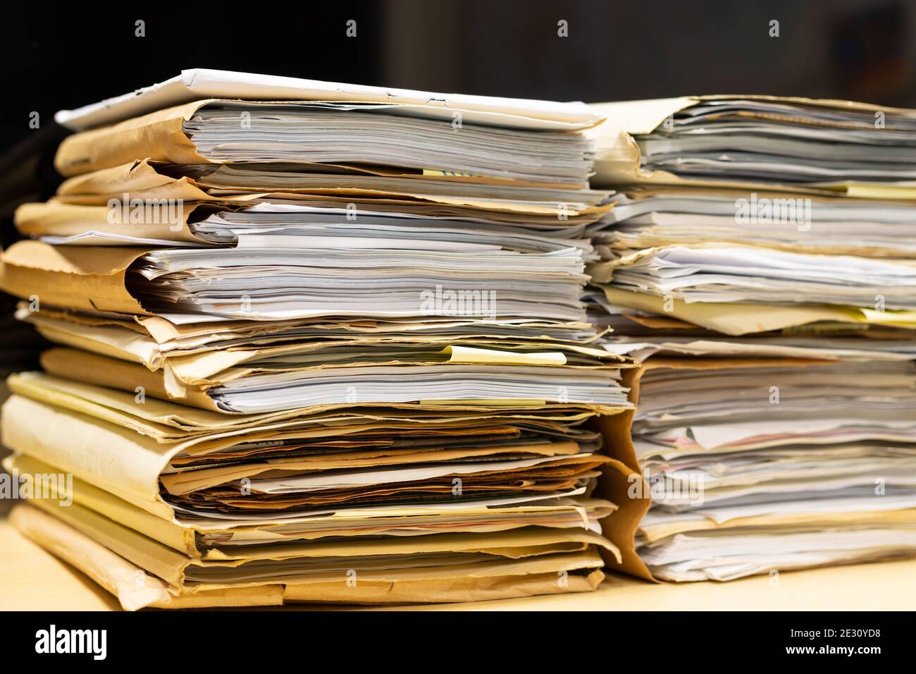 Close-up of files in folders stacking up in a messy order Stock Photo ...