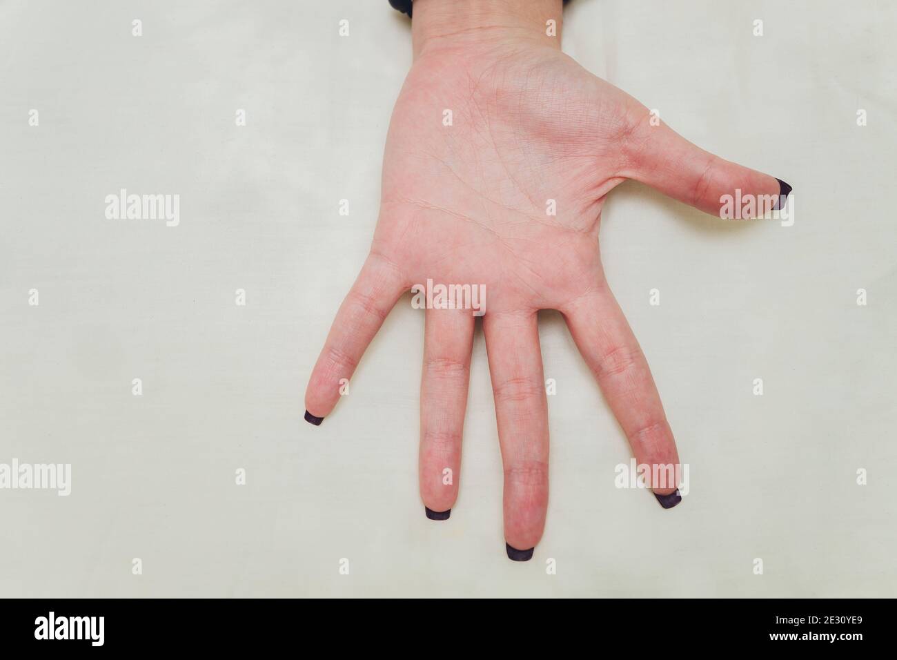 Simian line on right hand palm on isolated background Stock Photo - Alamy