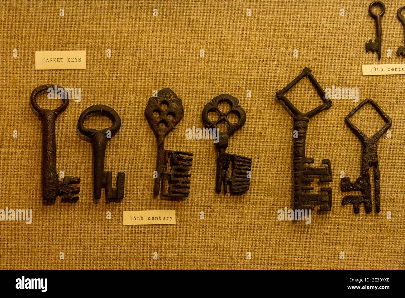 A selection of old casket keys from the 14th century on display in The ...