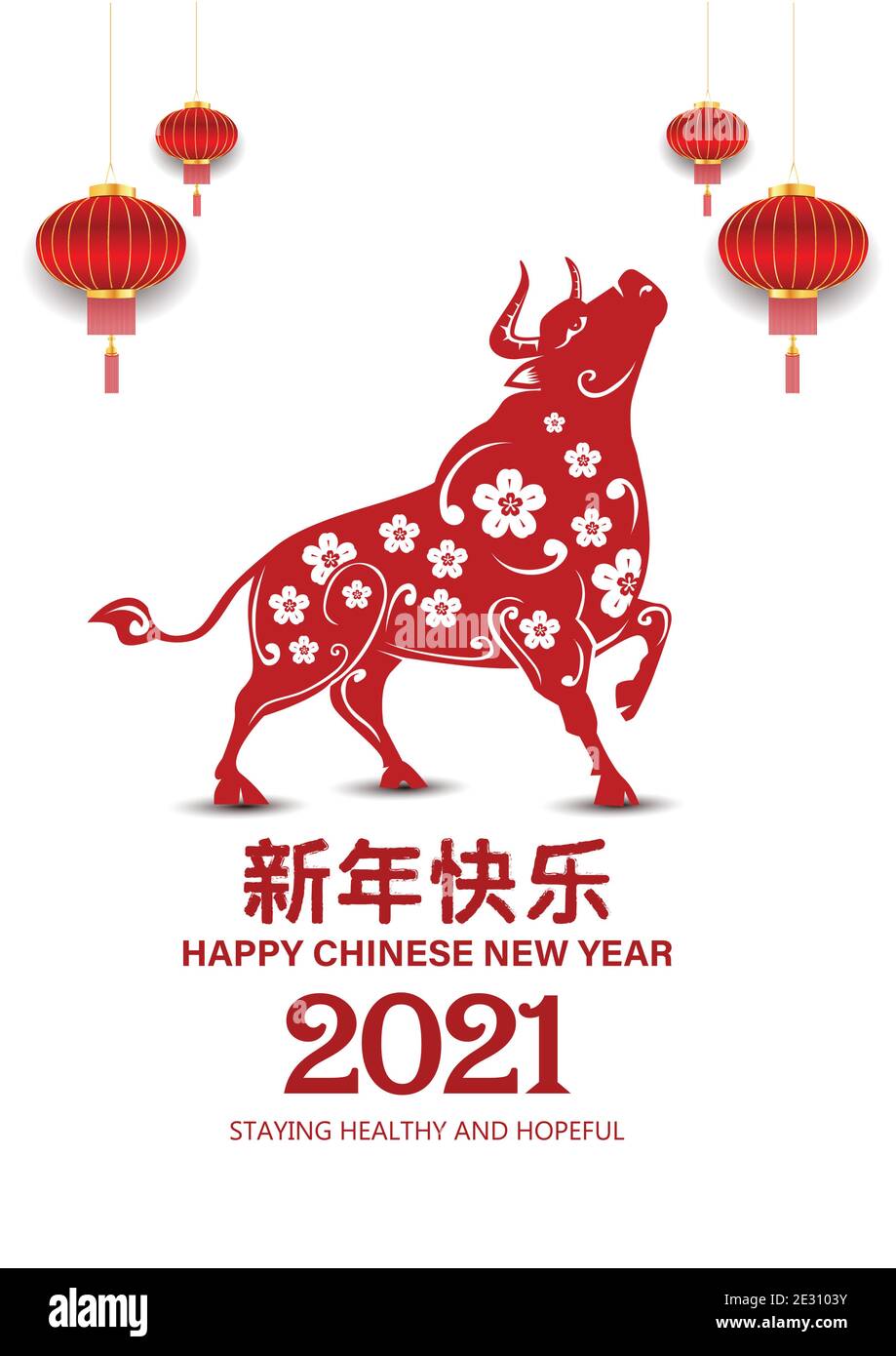 2021 Happy Chinese new year with Ox Zodiac sign. banner, greeting card ...