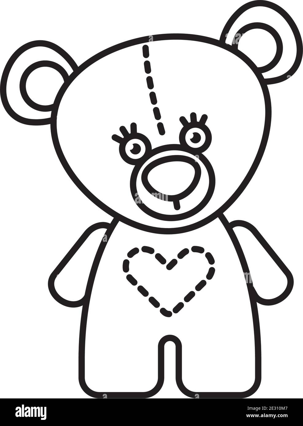 Cute brown teddy bear toy vector line icon for Teddy bear Day on ...