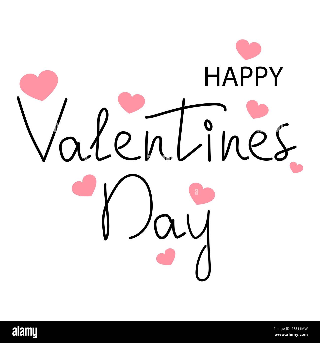 Happy valentine s day text with hearts on the postcard. Vector ...