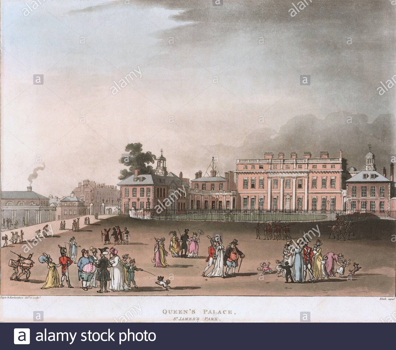 Queens Palace (Buckingham Palace), St James's Park, London, vintage ...