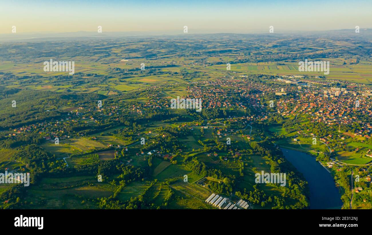 Drone shot small town lake hi-res stock photography and images - Alamy