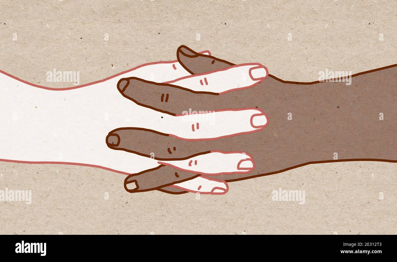 Hand drawn Human Black and White crossing and mixing Hands - textured ...