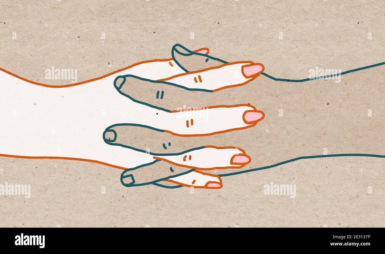 Hand drawn Human Male and Female crossing and mixing Hands - textured ...