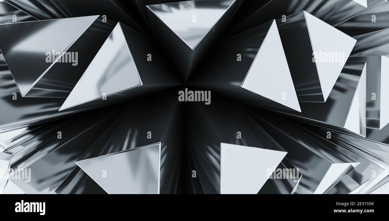 chrome steel abstract metal surface geometric object 3d render ...