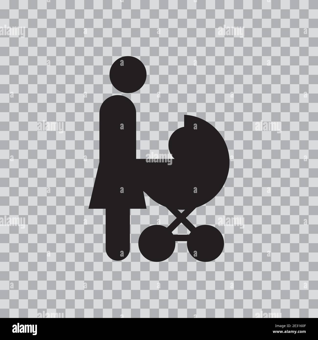 mother with stroller icon in simple icon style. Vector illustration on ...