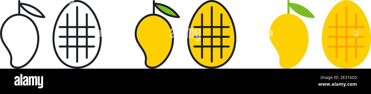 Mango icons. Linear color icon, contour, shape, outline. Thin line ...
