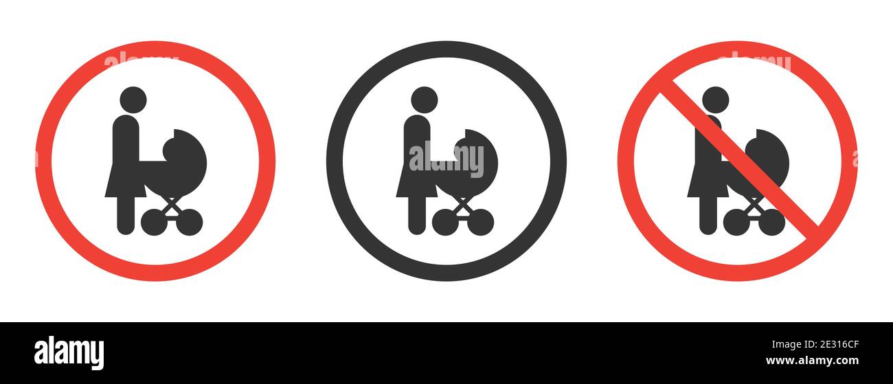 Prohibition sign on a white background. No stroller. Vector icon Stock ...
