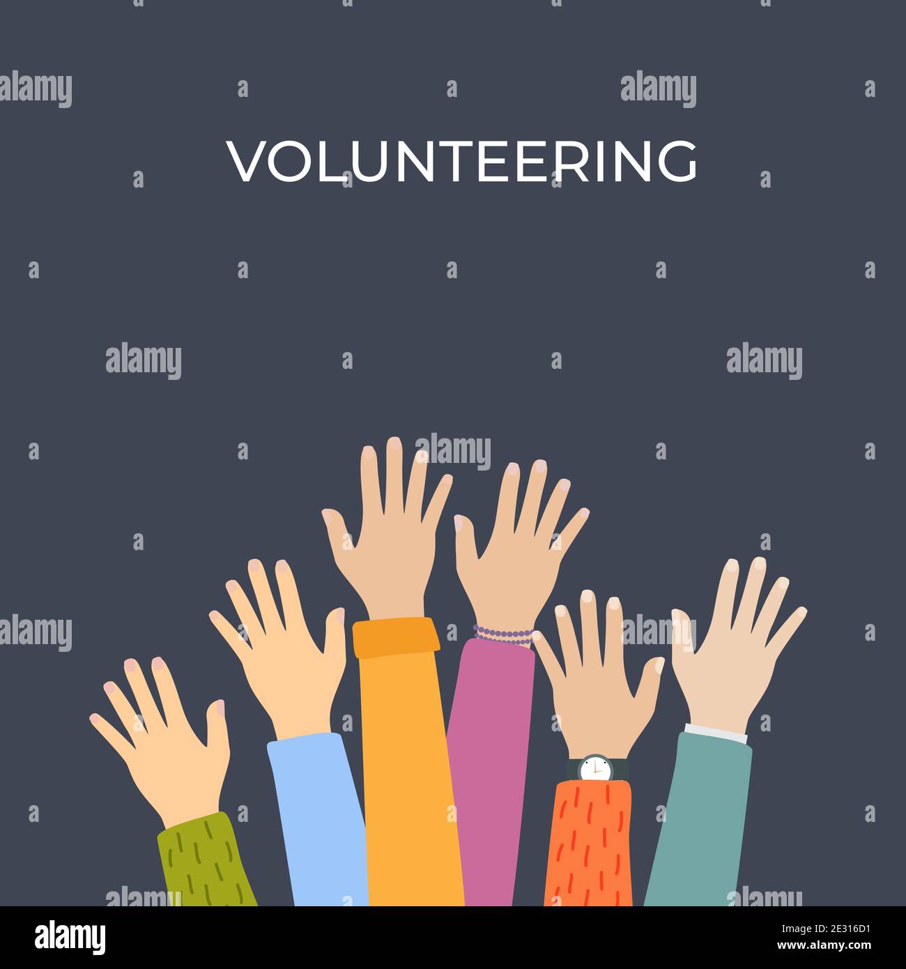 Volunteering Concept ob dark blue background Stock Photo - Alamy