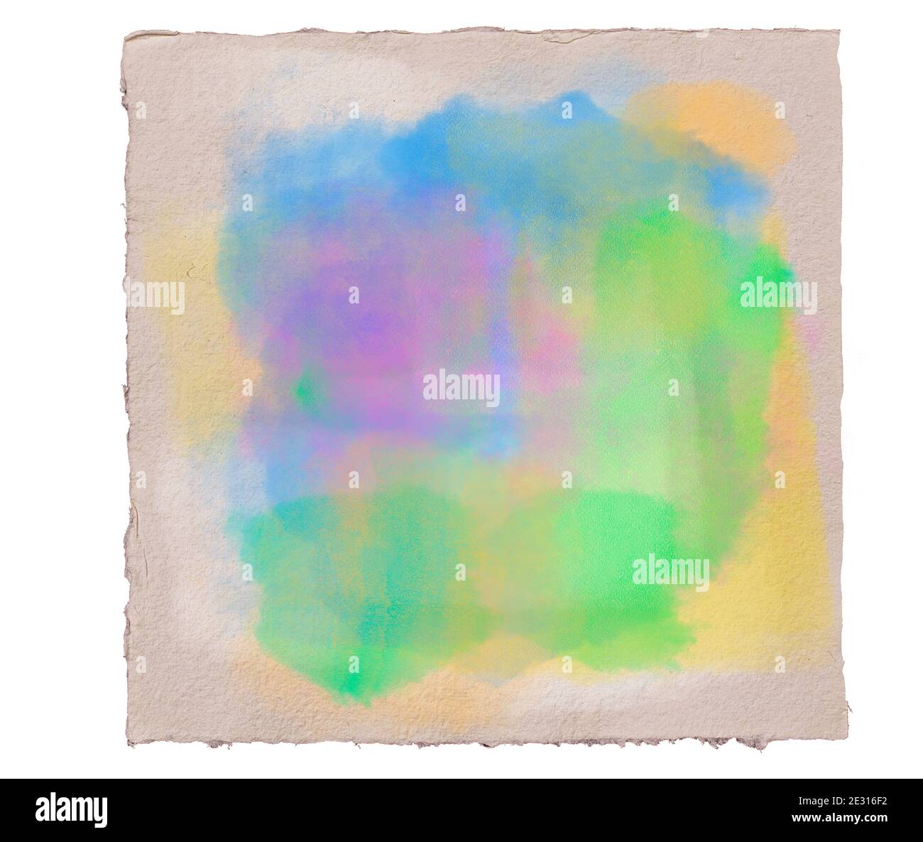 Abstract watercolor pastel splashes in blue, green and purple on ...