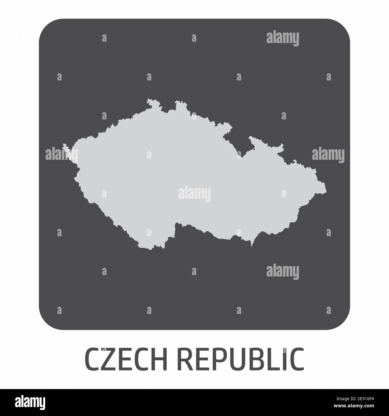 The Czech Republic silhouette map icon on dark box Stock Vector Image ...