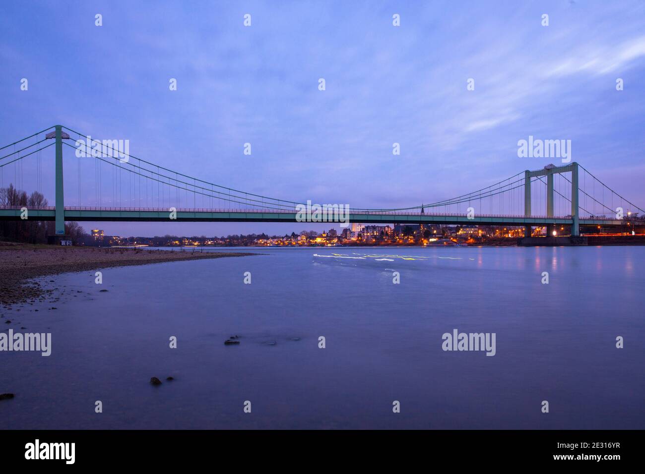 the Rodenkirchener bridge over the river Rhine, bridge of the Autobahn ...