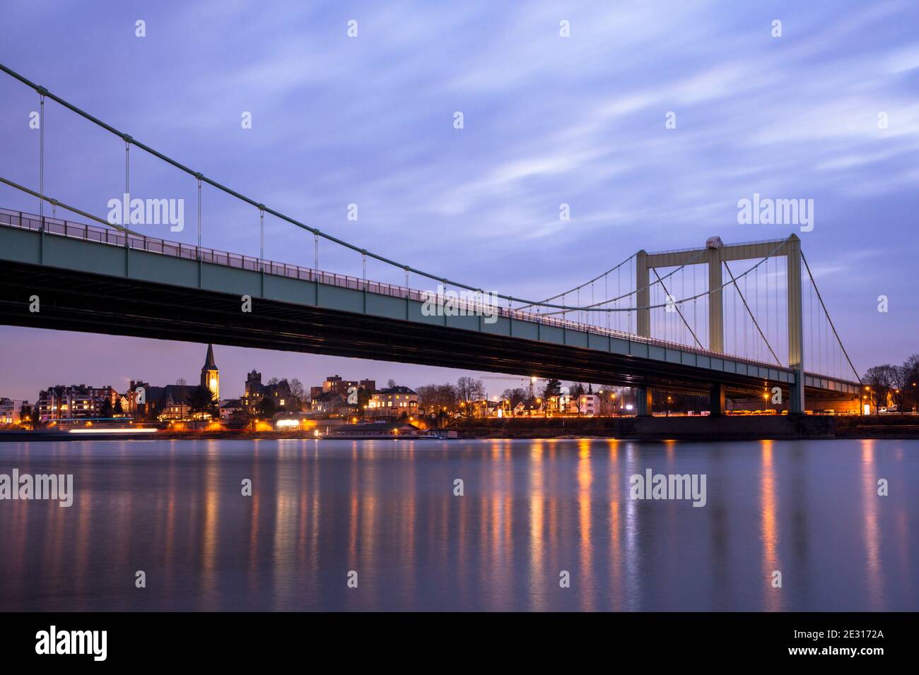 the Rodenkirchener bridge over the river Rhine, bridge of the Autobahn ...