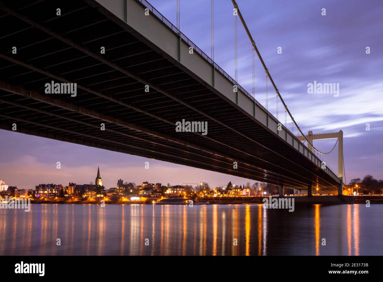 the Rodenkirchener bridge over the river Rhine, bridge of the Autobahn ...